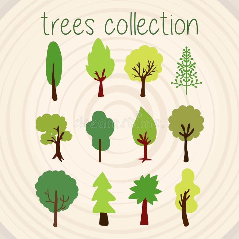 Trees Color Vector Selection Stock Vector - Illustration of green, tree ...