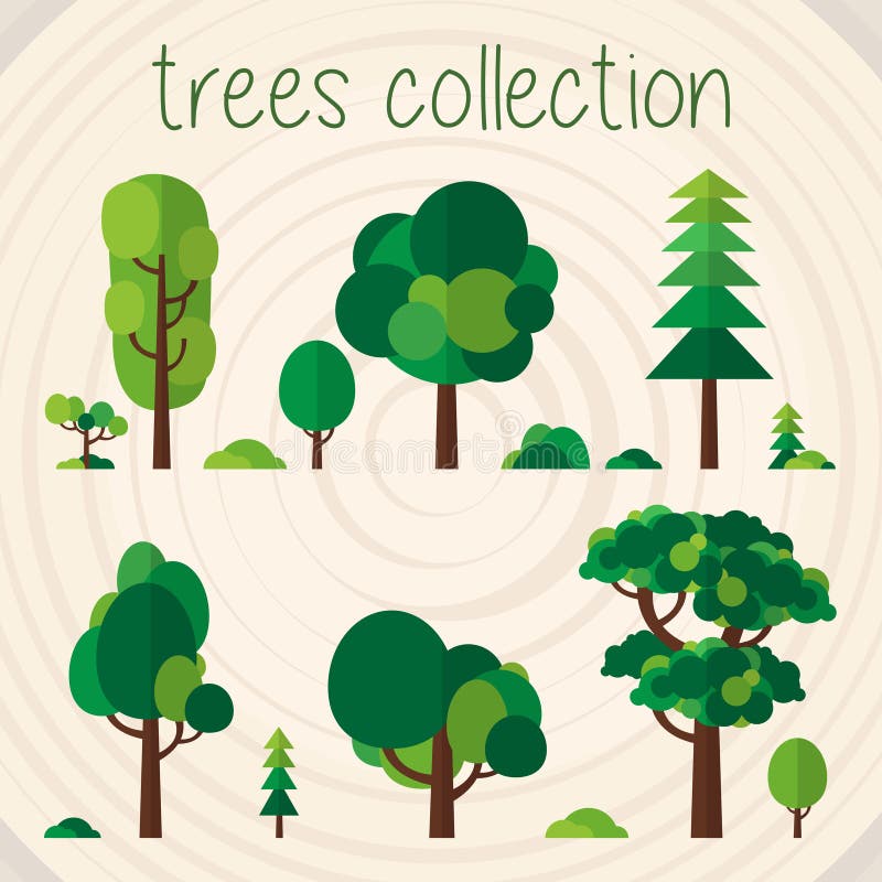 Trees Color Vector Selection Stock Vector - Illustration of green, icon ...