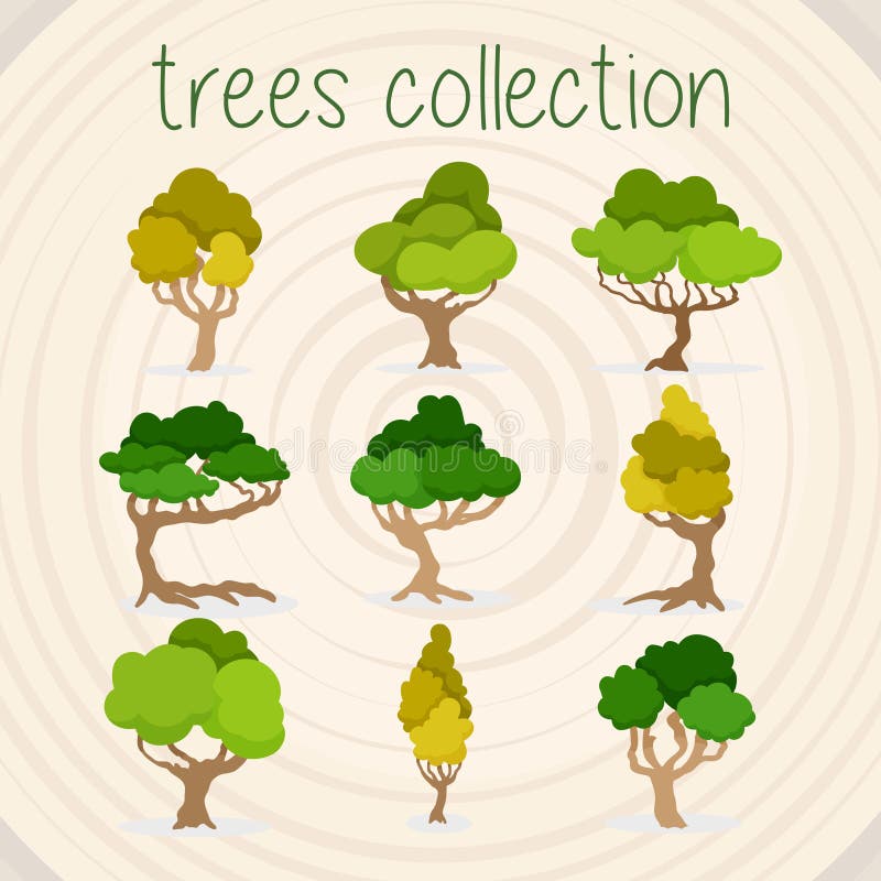 Trees Color Vector Selection Stock Vector - Illustration of isolated ...
