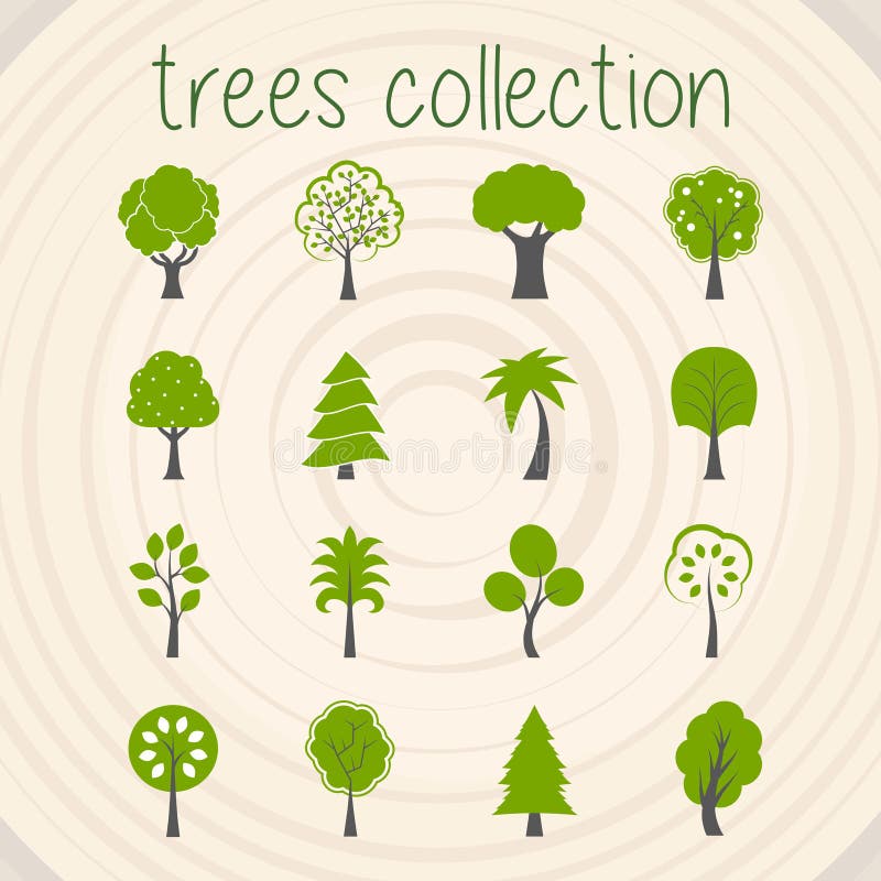 Trees Color Vector Selection Stock Vector - Illustration of element ...
