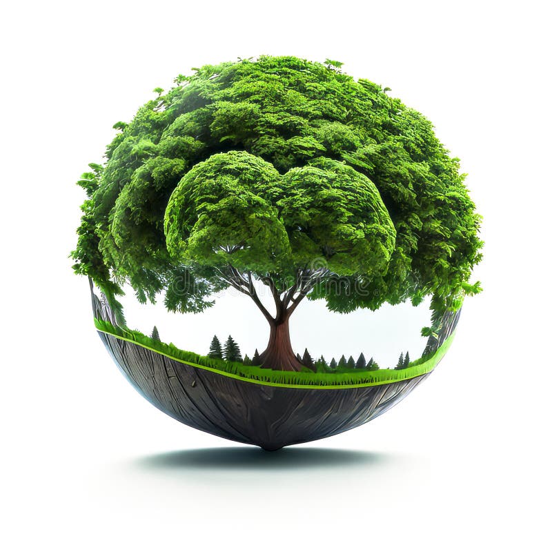 The Trees Come Up To the Earth on White Background Stock Illustration ...