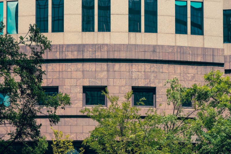 Trees and Commercial Building in Charlotte, North Carolina Stock Image ...
