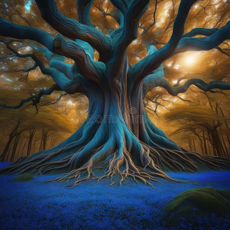 Trees with connected stock illustration. Illustration of fantasy ...