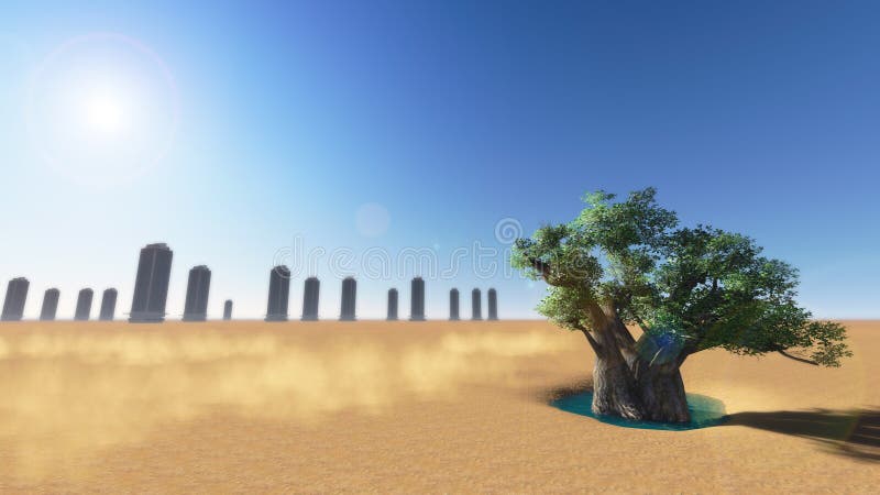 Trees in the desert. stock illustration. Illustration of nature - 34345845