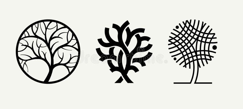 Trees in Different Styles. a Set of Templates for Creating Logos ...