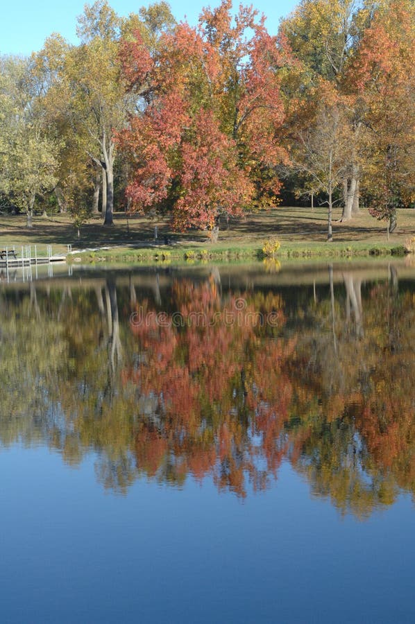 Fall Foliage Along Waterfront Stock Photo - Image of reflecting, water ...