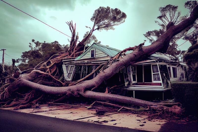 Trees Fell Down Under Violent Wind in Aftermath Hurricane Stock Photo ...