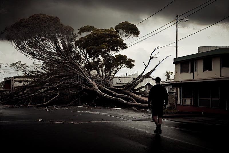 Trees Fell Down Under Violent Wind in Aftermath Hurricane Stock Image ...