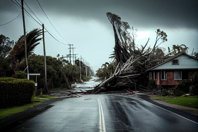 Trees Fell Down Under Violent Wind in Aftermath Hurricane Stock Image ...