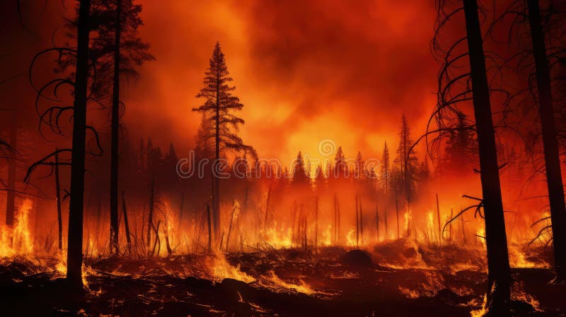 Trees fire background stock illustration. Illustration of float - 375019673