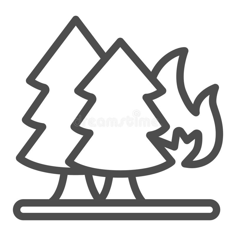 Trees on Fire Line Icon, Forest Firefighter Concept. Vector Graphics ...