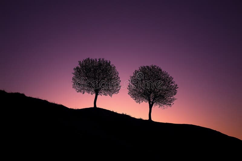 Trees and Flowers Outlined Against a Vibrant Spring Sunset Stock Photo ...