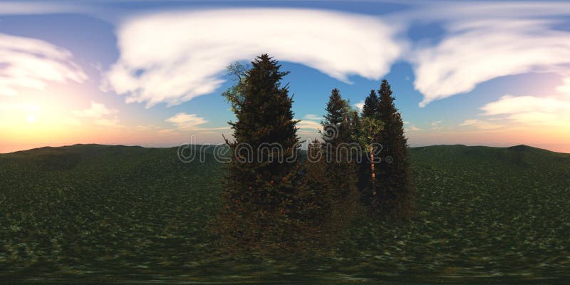 Forest in the Rays of the Setting Sun in the Fog Stock Illustration ...