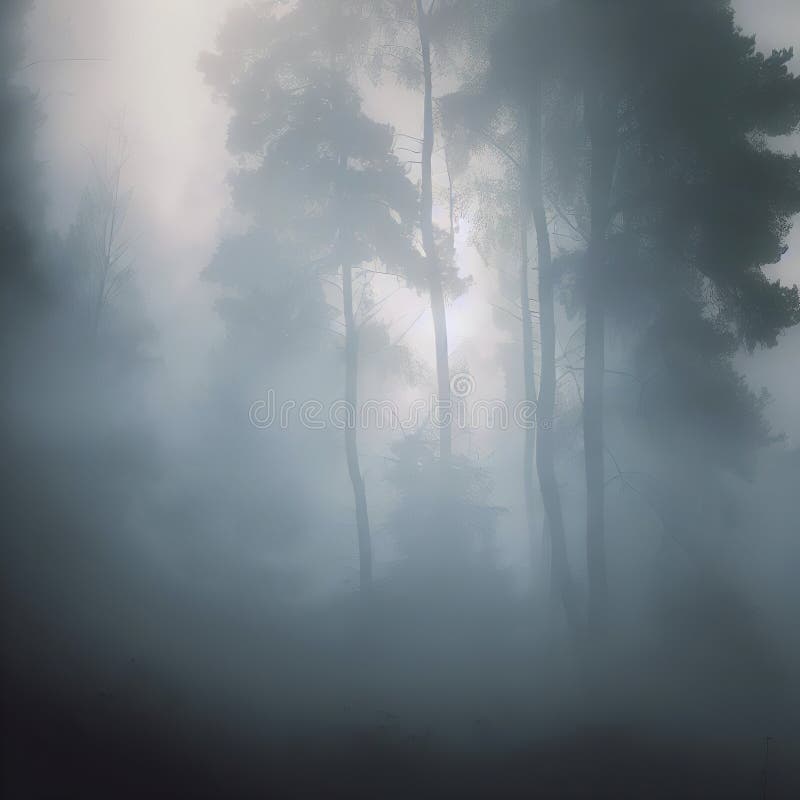Trees in the Fog. the Smoke in the Forest in the Morning Stock ...