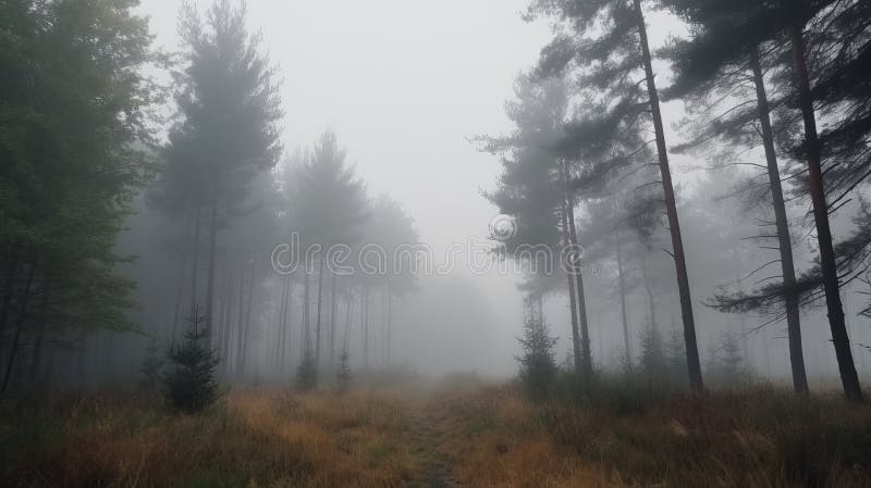 Trees in the Fog. the Smoke in the Forest in the Morning Stock ...