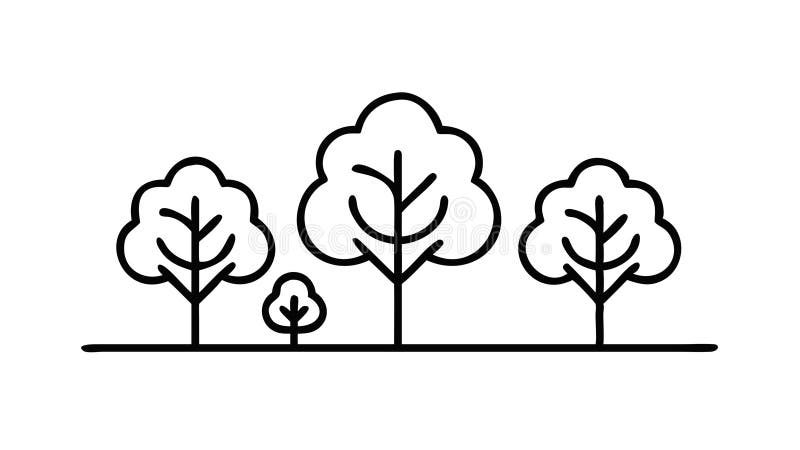 Trees Forest Outline Icon Vector Graphic, Nature Environment Symbol ...