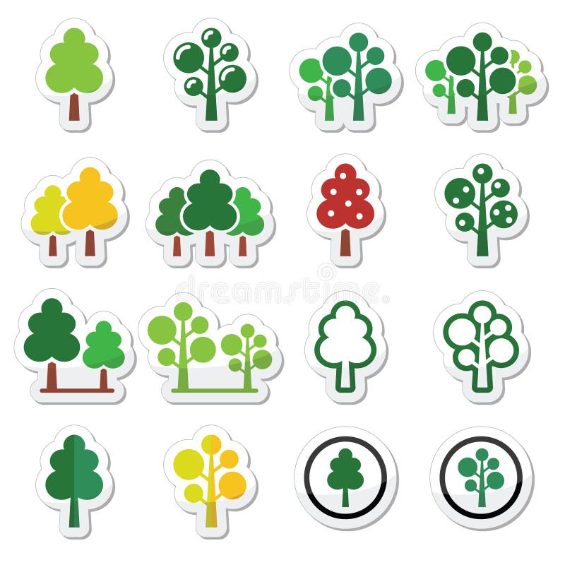 Pine Tree, Park Vector Green Icons Set Stock Vector - Illustration of ...