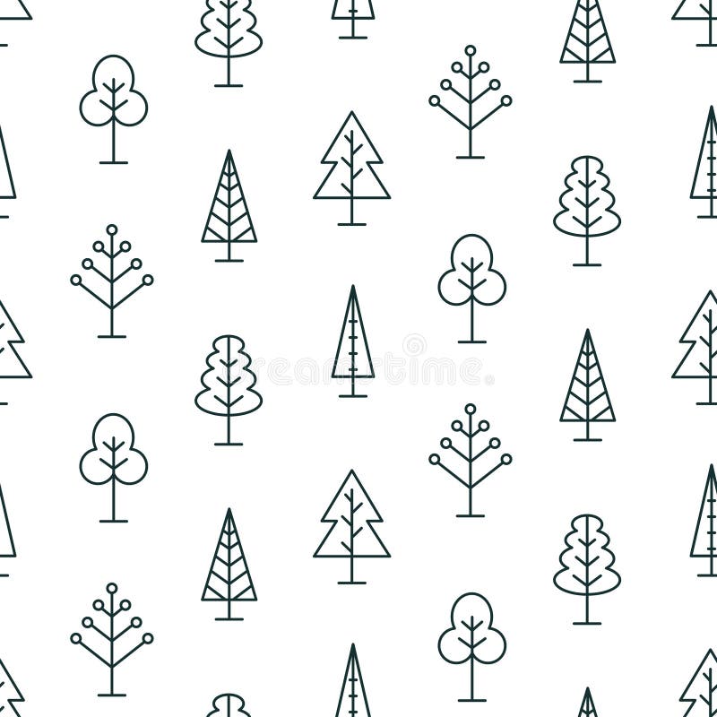 Trees Forest Seamless Pattern Minimal Print Stock Vector - Illustration ...