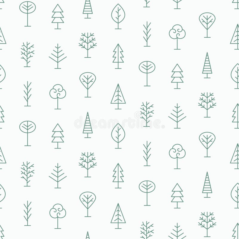 Trees Forest Seamless Pattern Minimal Print Stock Vector - Illustration ...