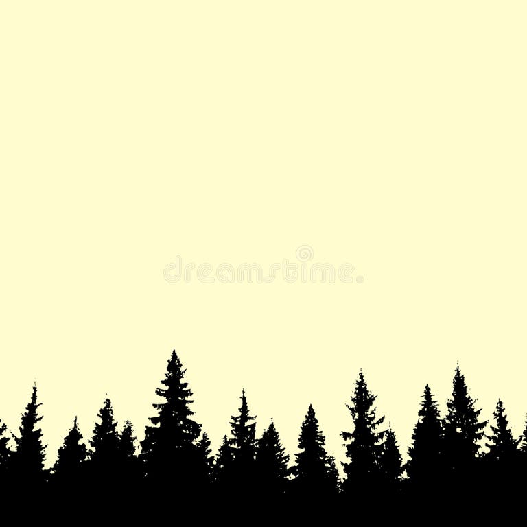 Trees Forest Silhouette, a Stark Silhouette of a Dense Pine Forest with ...