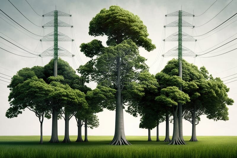 Trees in the Form of High-voltage, Created with Generative AI ...