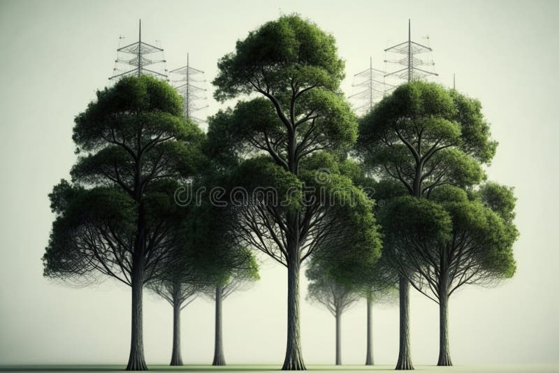 Trees in the Form of High-voltage, Created with Generative AI ...
