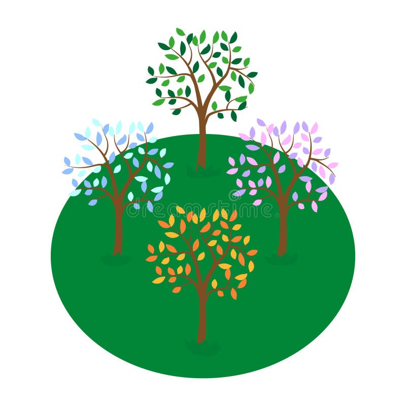 Trees Four Seasons. Winter Spring Summer Fall. Vector Illustration ...
