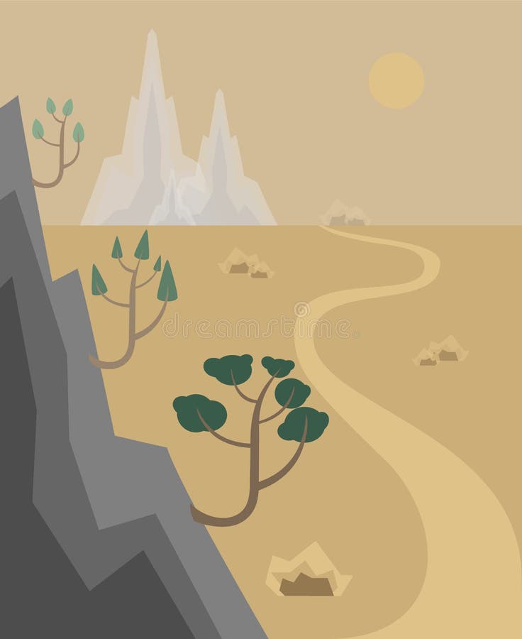 Trees Geotropism Gravitropism, Gravity in the Mountain. Vector ...
