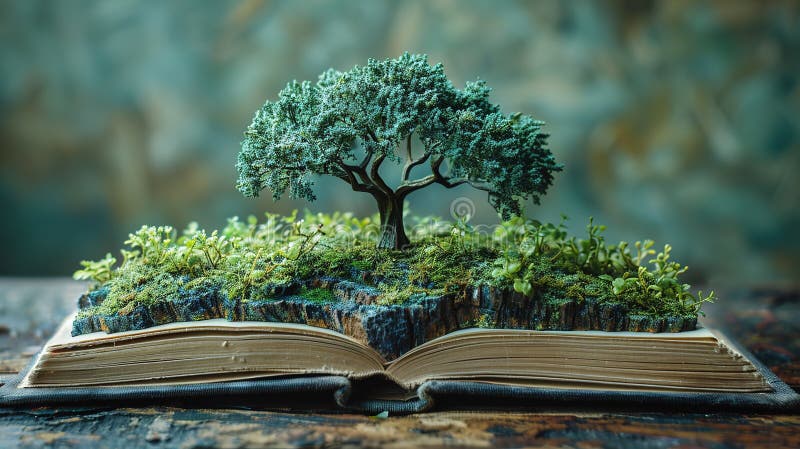 Trees and Ground in Book with Manipulation Space for Text Stock ...