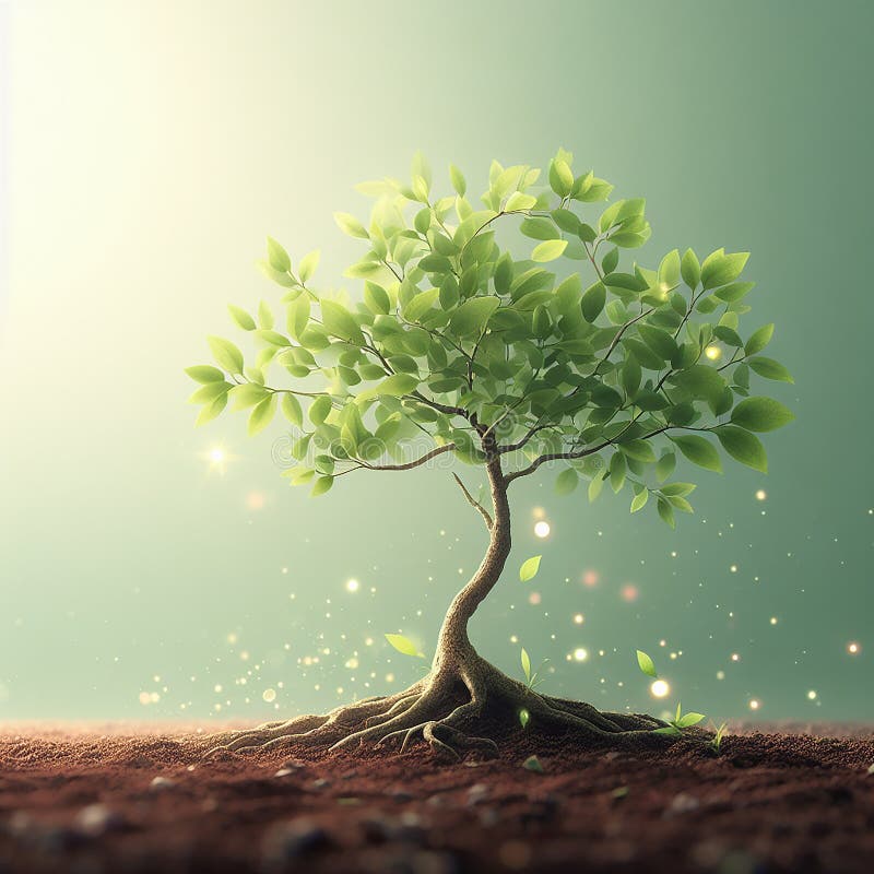 Trees Growing from the Ground To Synthesize Sunlight. Stock ...