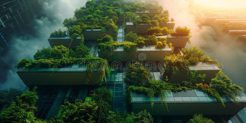 Trees Growing on the Rooftop of a Building in an Urban Area Stock Photo ...