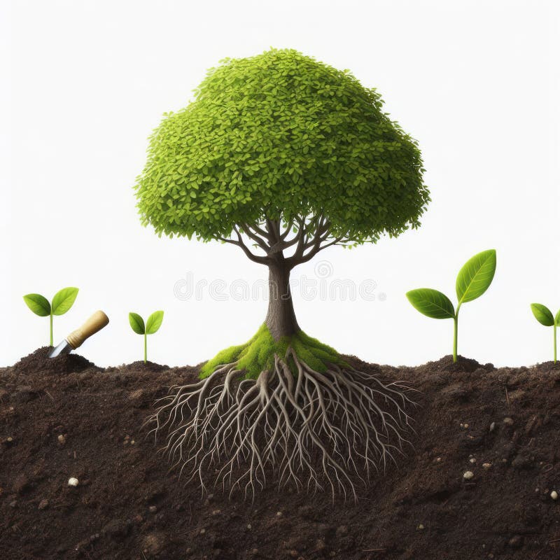 Trees Growth Seedling Nature Concept Isolated on White Background. Ai ...