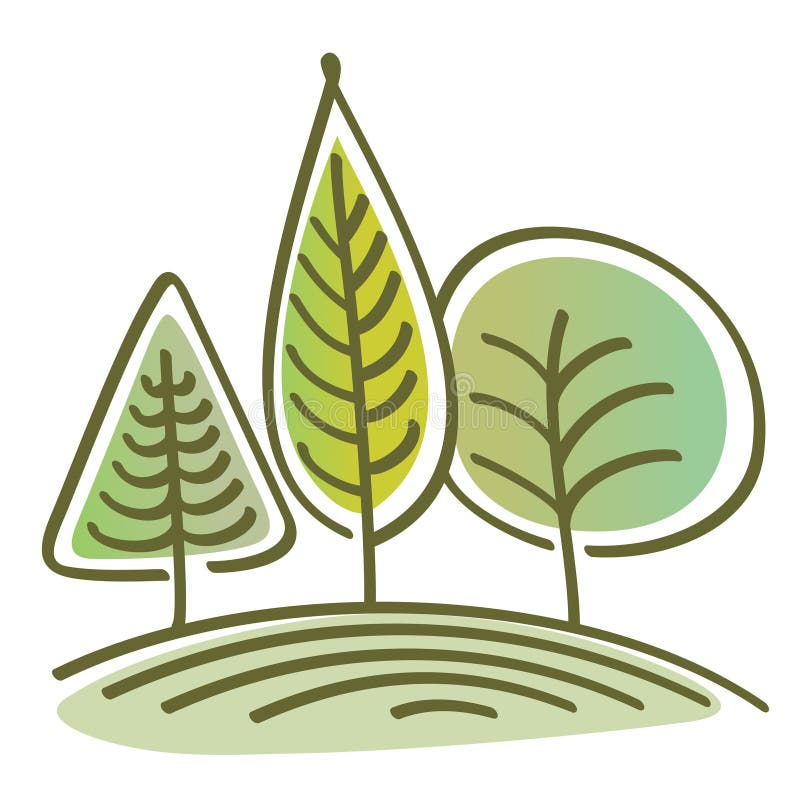 Trees on a hill stock vector. Illustration of gardening - 40398222