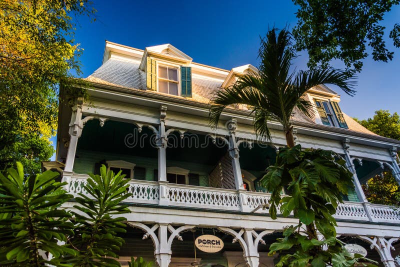 Trees and a House in Key West, Florida. Stock Image - Image of florida ...
