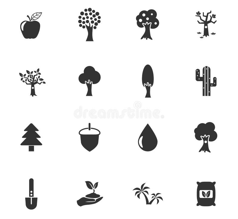Trees icon set stock vector. Illustration of trees, palm - 141421798