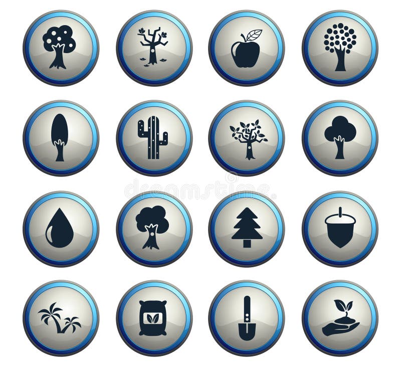 Trees icon set stock vector. Illustration of water, shovel - 127750175
