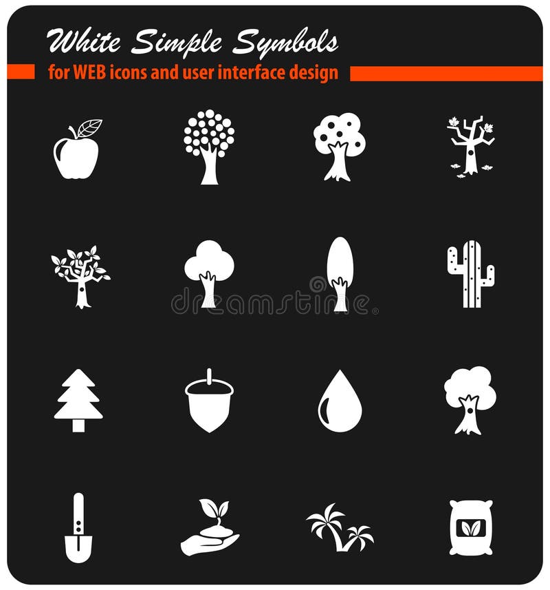 Trees icon set stock vector. Illustration of apple, symbol - 130911335