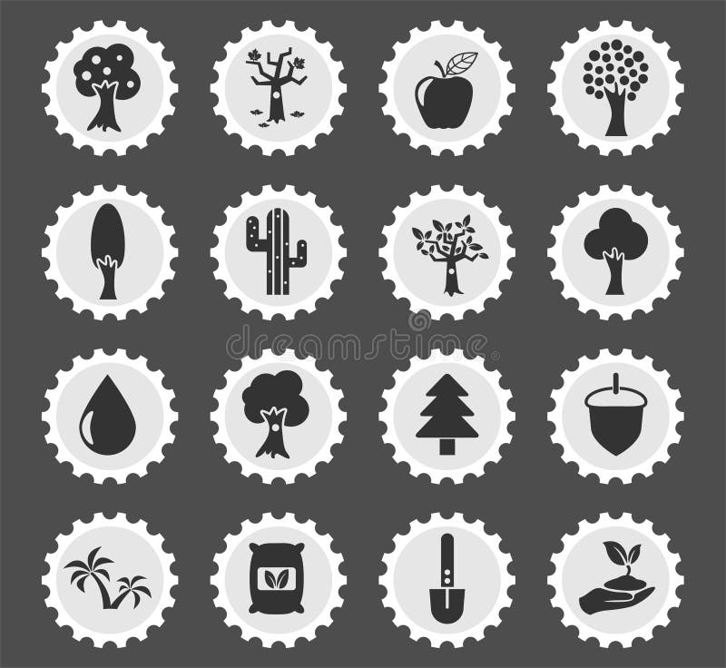 Trees icon set stock vector. Illustration of palm, fertilizer - 128424510