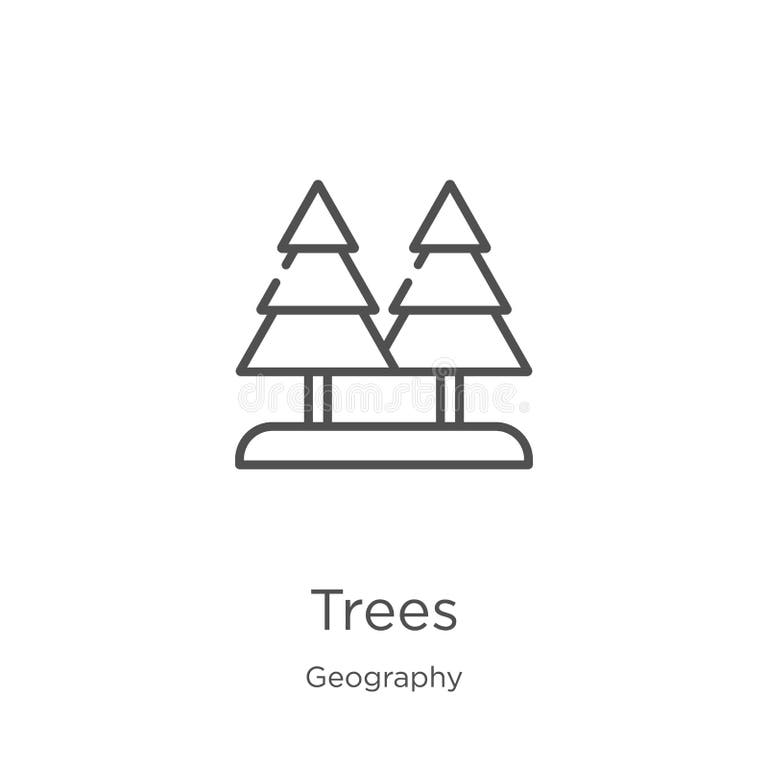 Trees Icon Vector from Geography Collection. Thin Line Trees Outline ...