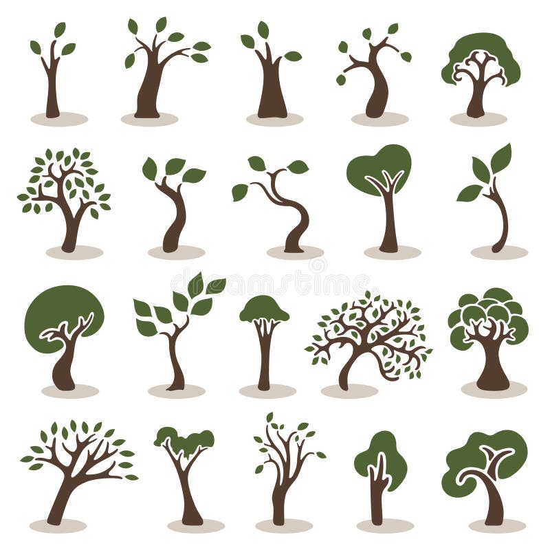 Trees icons set stock vector. Illustration of leaf, environment - 33801349