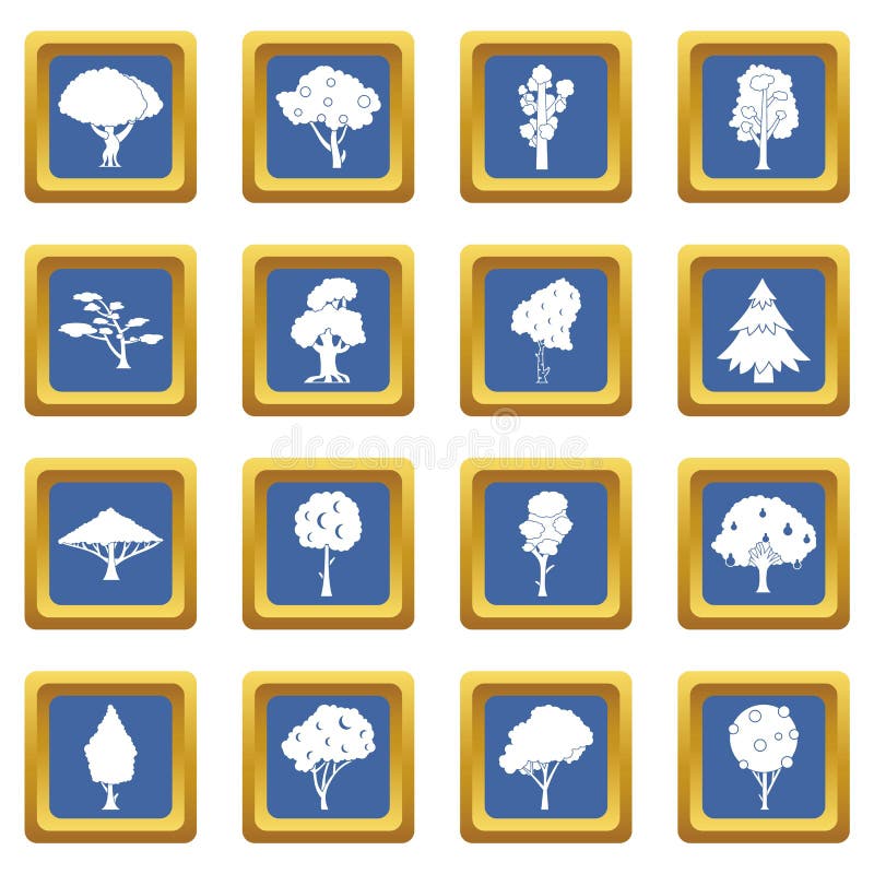 Trees icons set blue stock vector. Illustration of meadow - 98074641
