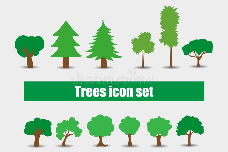 Trees Icons Set Vector Illustration Stock Vector - Illustration of ...