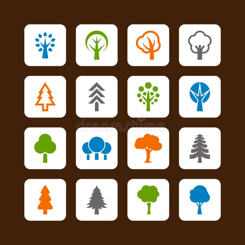 Trees icons stock vector. Illustration of background - 45929407