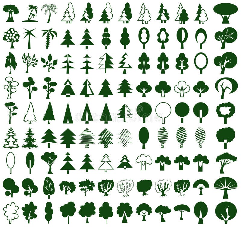 Trees icons on white stock vector. Illustration of deciduous - 52791971