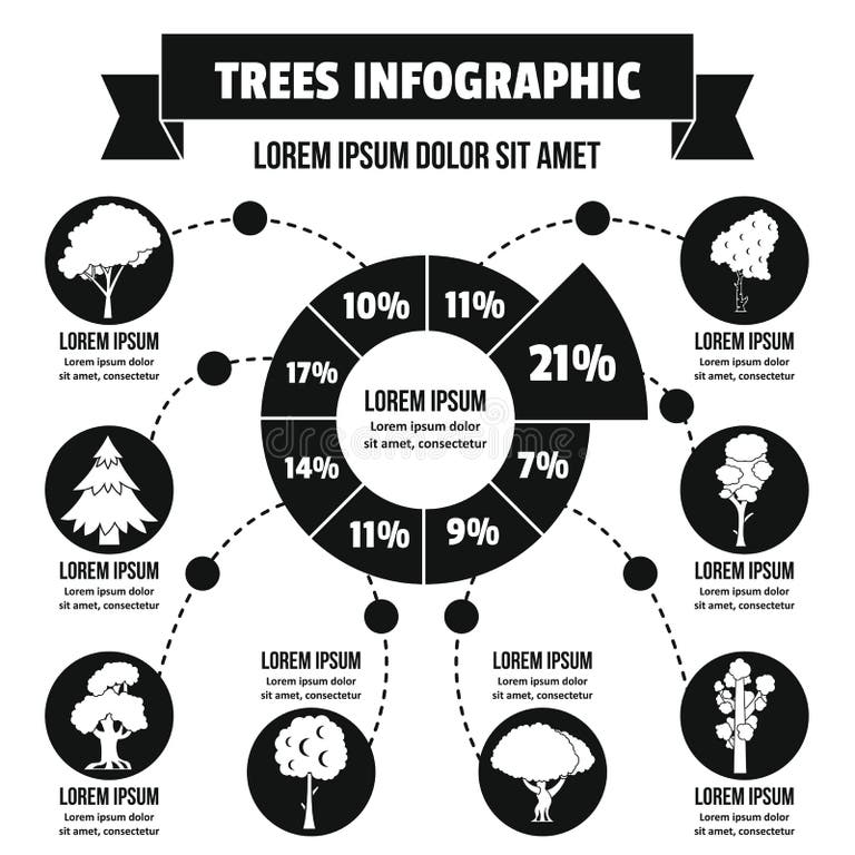 Trees Infographic Concept, Simple Style Stock Vector - Illustration of ...