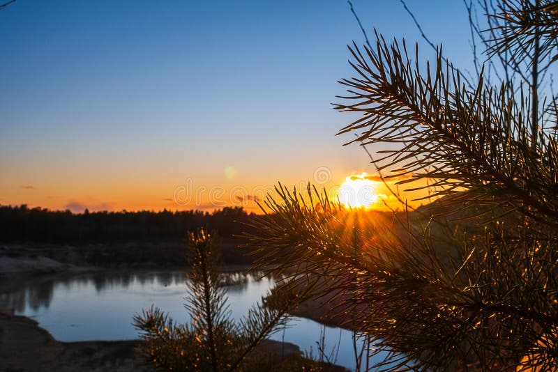 Trees and a Lake in an Old Sandy Quarry. Stock Photo - Image of chalk ...