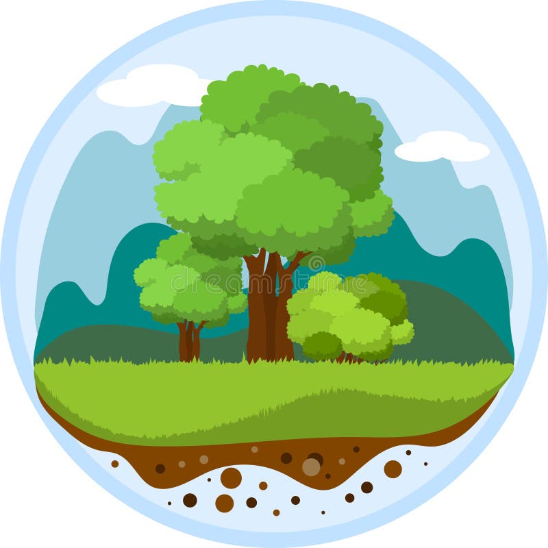 Trees stock vector. Illustration of bowels, plain, village - 89215652