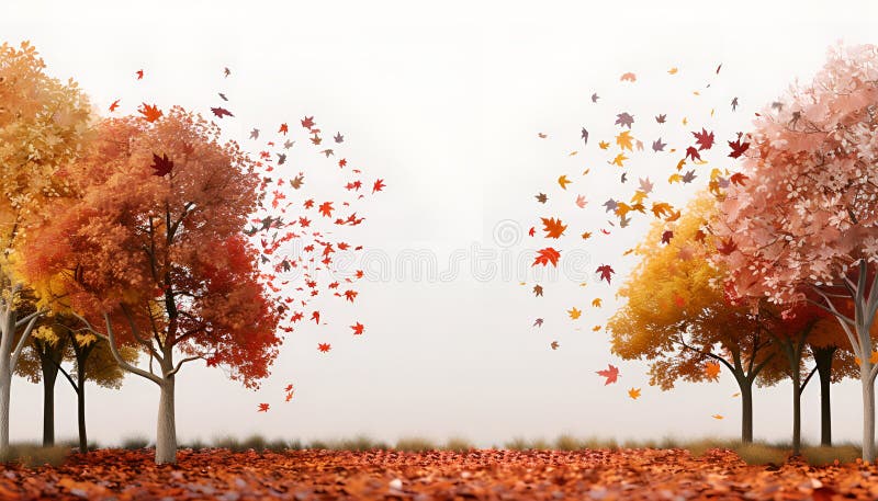 Trees on Left and Right Side with Color of Leafs Changing, Gloomy ...