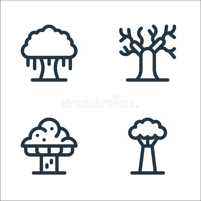 Trees Line Icons. Linear Set Stock Vector - Illustration of minimal ...