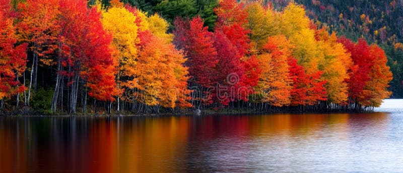 Trees Line the Shore, Water in Front, Background Holds Another Row of ...